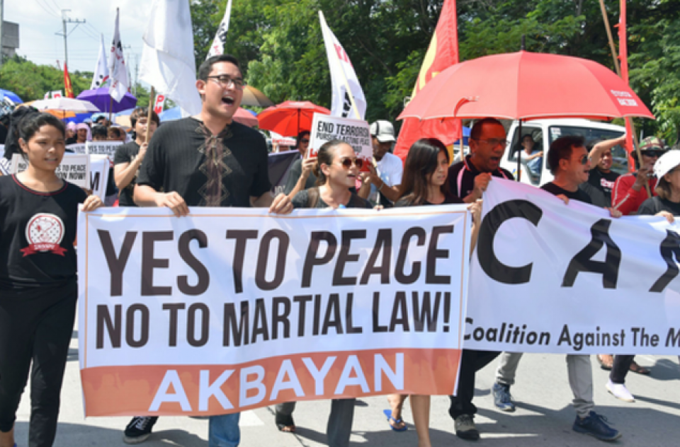 Protestors march against martial law declaration in Philippines