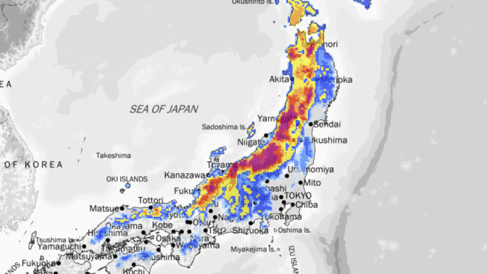 Heavy snow may hit Tokyo, nearby areas through Mon. morning