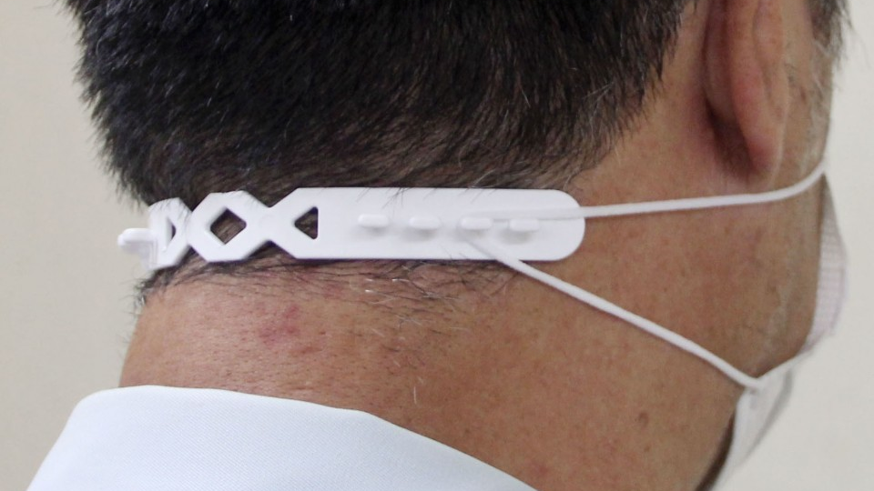 Osaka firm develops, donates bands that make masks more comfortable